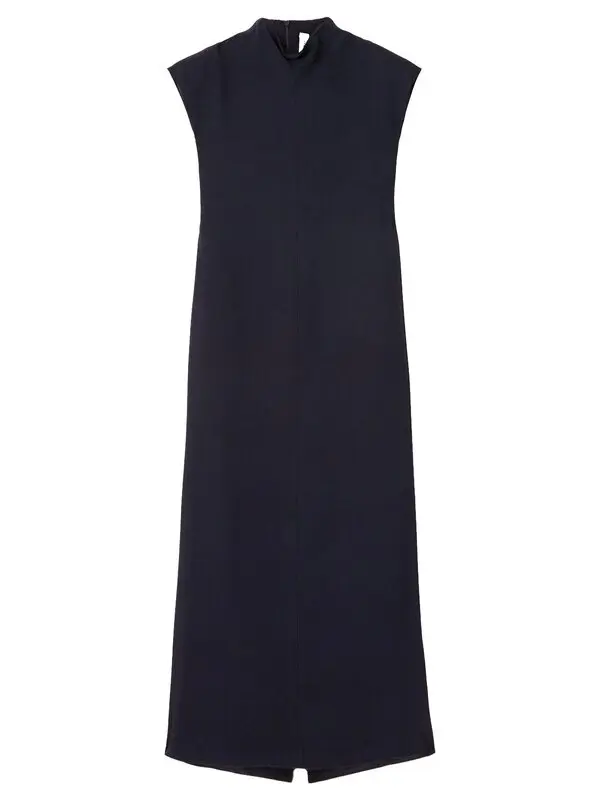 Carven Pleated Twill Midi Dress - Blue
