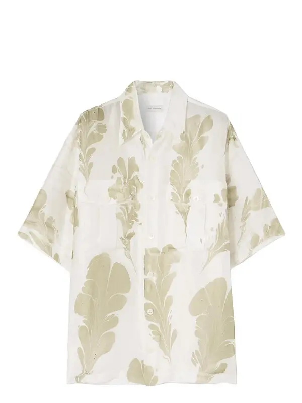 Dries Van Noten Printed Silk-satin Shirt - White