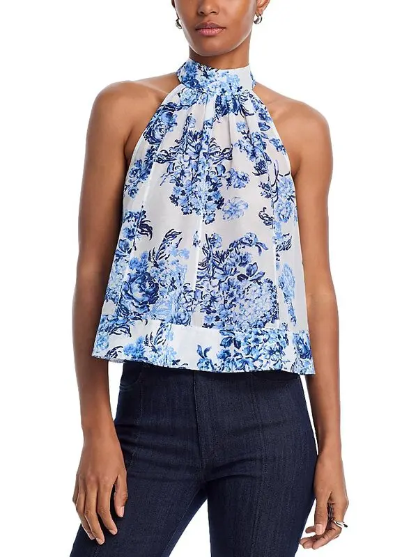 Cinq À Sept Floral Print Halter Top - Endless Sky Multi