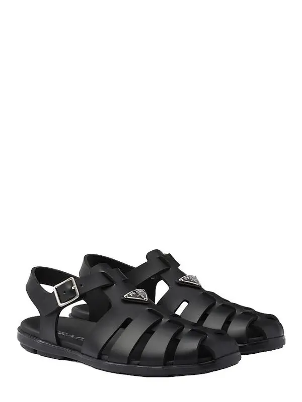 Prada Rubber Fisherman Sandals - Black