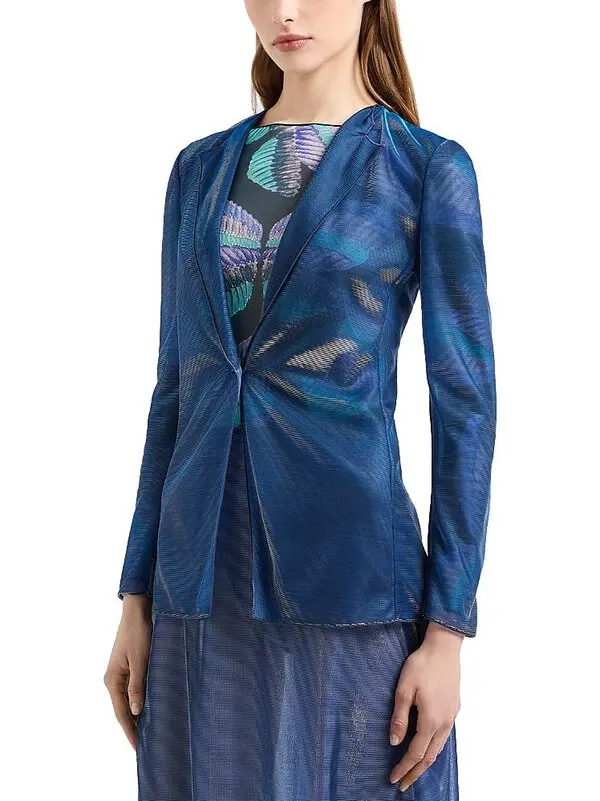 Emporio Armani Iridescent Jersey Blazer - Solid Blue