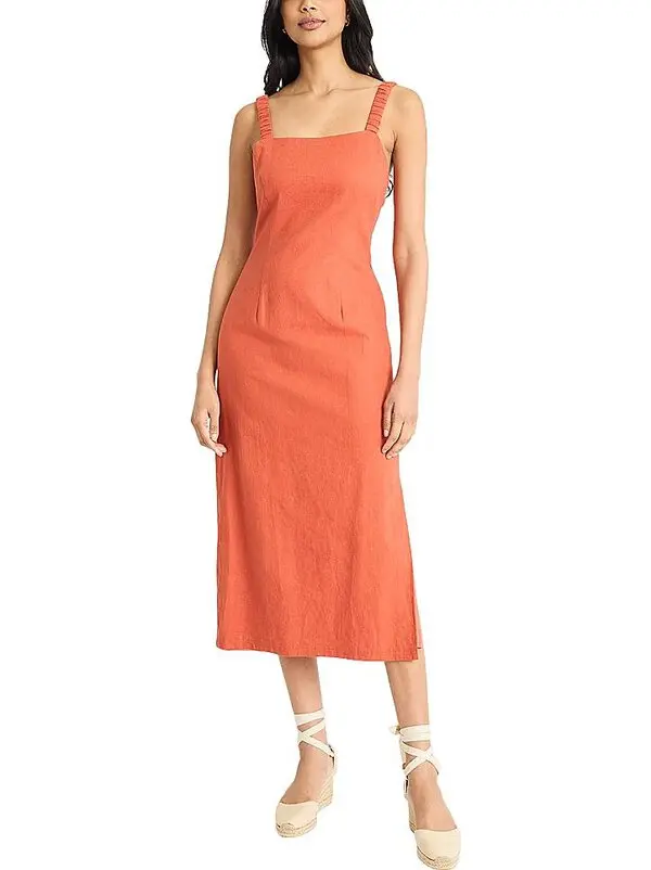 THE GOOD JOURNEY Side Slit Midi Dress - Bruschetta Orange