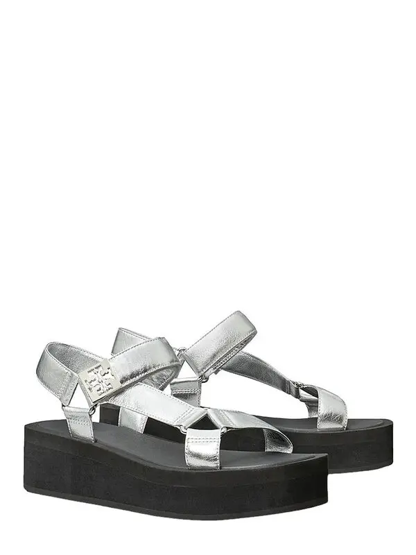 Tory Burch Mellow Platform Sandals - Silver