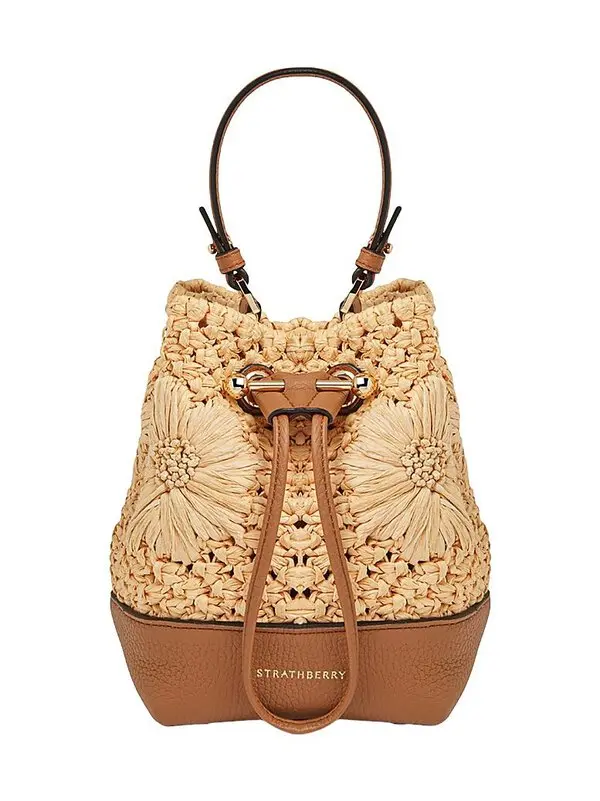 Strathberry Osette Floral Top Handle Bag - Tan