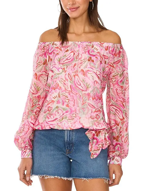 Vince Camuto Off Shoulder Blouse - Flamingo Pink