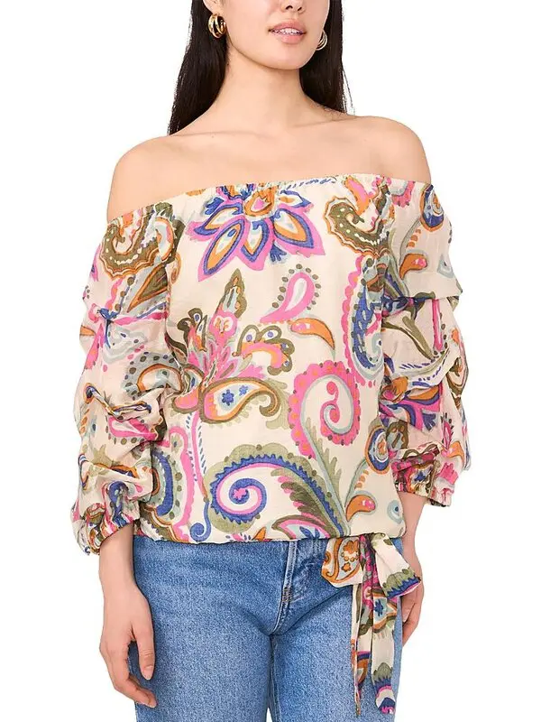 Vince Camuto Off-shoulder Bubble Sleeve Top - Taffy Pink