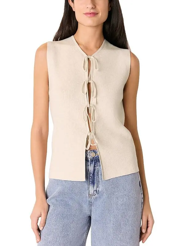 Whistles Tie Front Tank - Oatmeal