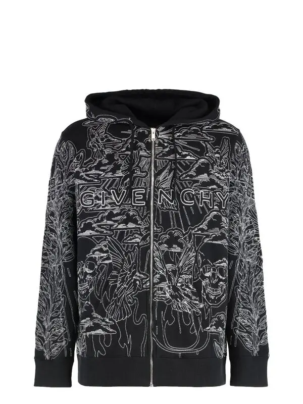 Givenchy Cotton Full Zip Hoodie - Black