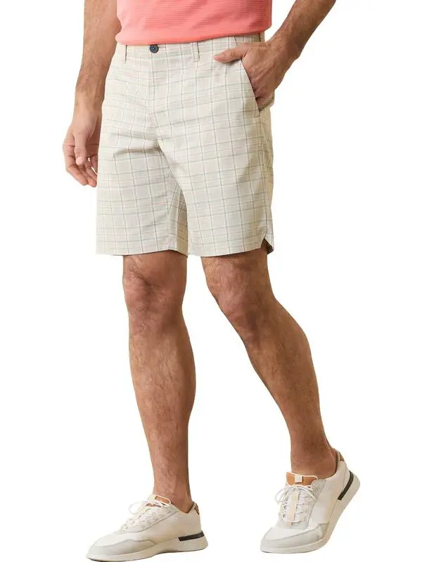 Tommy Bahama Plaid Performance Golf Shorts - Stone Khaki