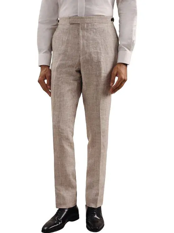 REISS Ashton Linen Dress Pants - Oatmeal