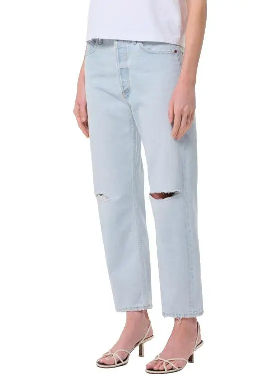 AGOLDE 90s Ripped Mid Rise Straight Leg Jeans - Requiem
