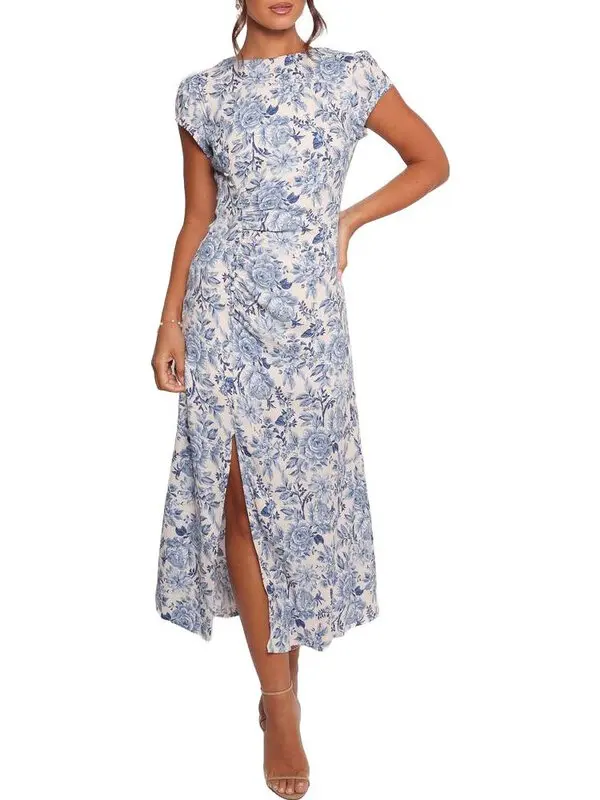 PETAL & PUP Lisbeth Floral Print Midi Dress - Blue Floral