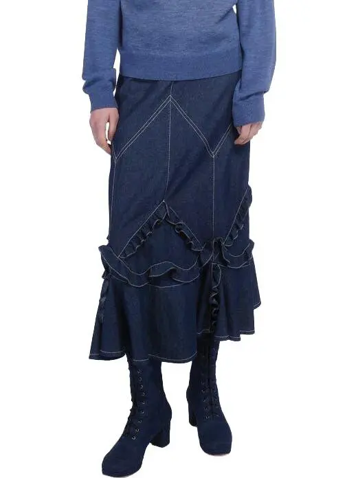Anna Sui Ruffle Maxi Skirt - Denim