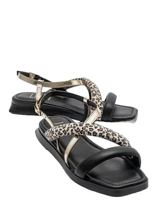 FOREVER & ALWAYS SHOES Leamil Leather Sandal - Black Leather