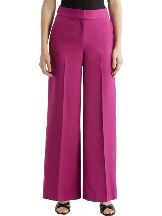 TAHARI ASL Wide Leg Trousers - Wild Berry