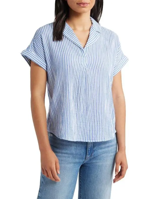 BEACHLUNCHLOUNGE Arin Stripe Cotton Shirt - Blue Harbor
