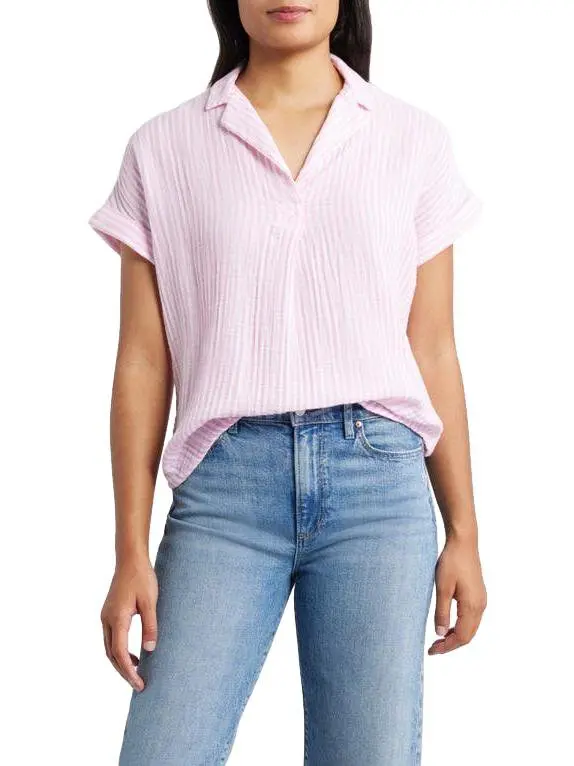 BEACHLUNCHLOUNGE Arin Stripe Cotton Shirt - Pink Sunset