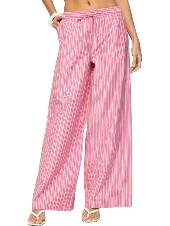 EDIKTED Maggy Stripe Wide Leg Pants - Pink