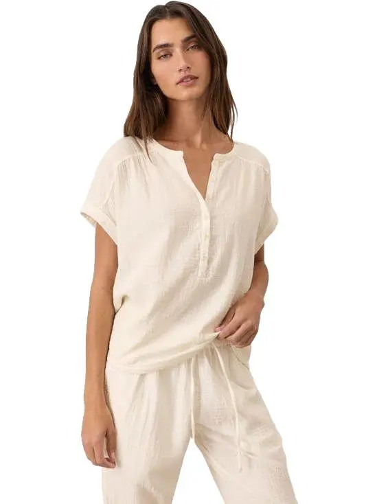 PACT Organic Cotton Double Gauze Popover - Cream