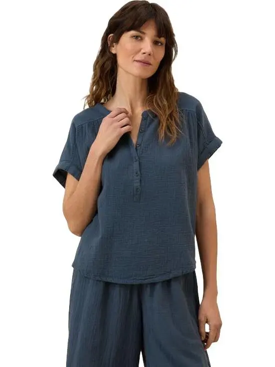 PACT Organic Cotton Double Gauze Popover - French Navy