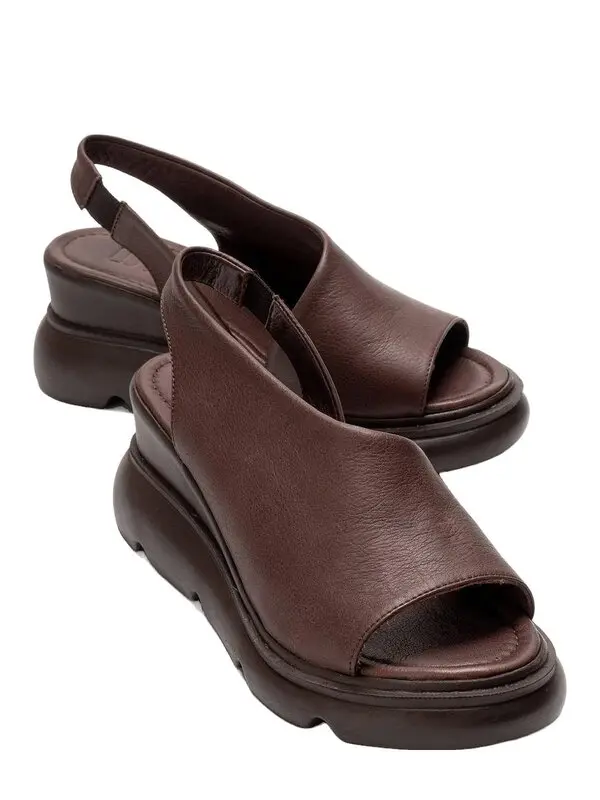 FOREVER & ALWAYS SHOES Agusto Leather Platform Sandals - Brown