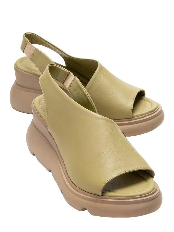 FOREVER & ALWAYS SHOES Agusto Leather Platform Sandals - Green
