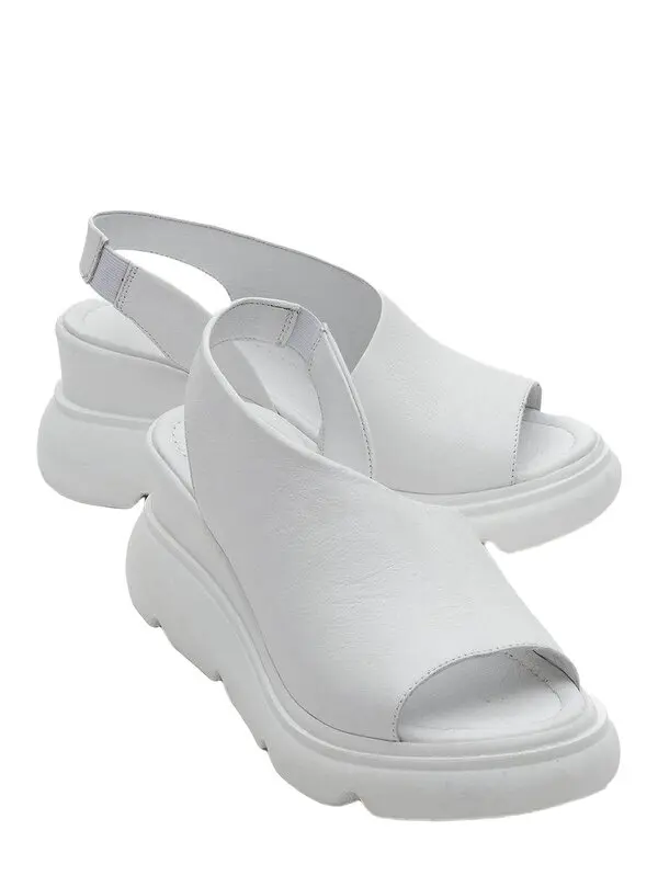 FOREVER & ALWAYS SHOES Agusto Leather Platform Sandals - White Leather