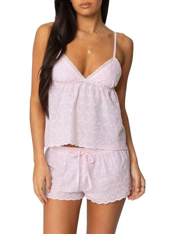 EDIKTED Talula Eyelet Babydoll Camisole - Light-pink