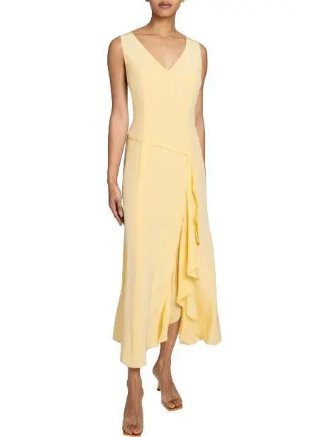 Santorelli Emerson Silk Midi Dress With Ruffles - Chamomile