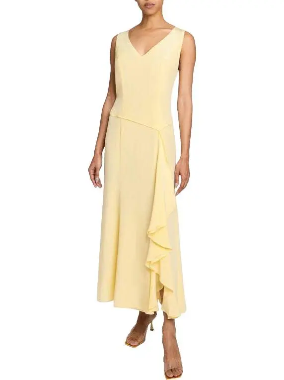 Santorelli Emerson Silk Midi Dress With Ruffles - Chamomile