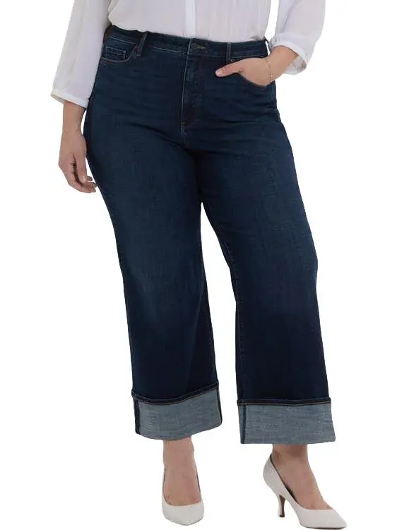 NYDJ Teresa Cuff Wide Leg Jeans - Night Skies