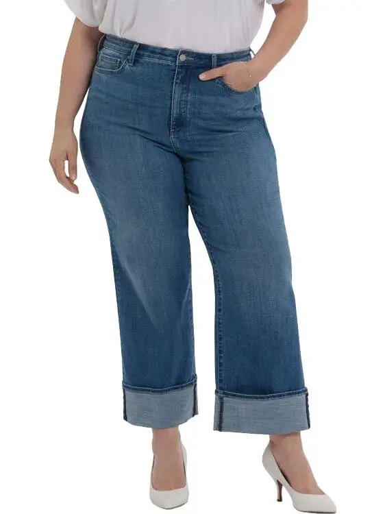 NYDJ Teresa Cuff Wide Leg Jeans - Stillwater Lake