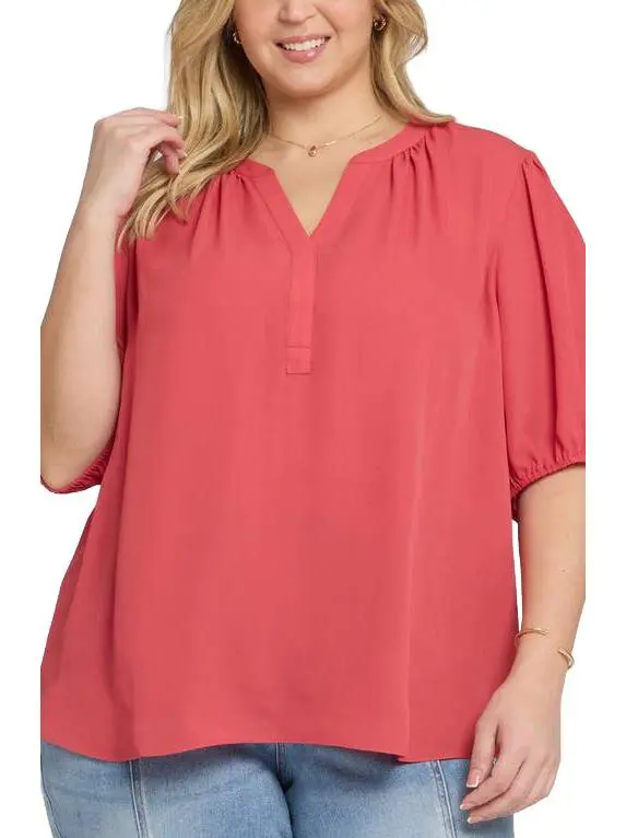 NYDJ Puff Sleeve Popover Top - Chrysanthemum
