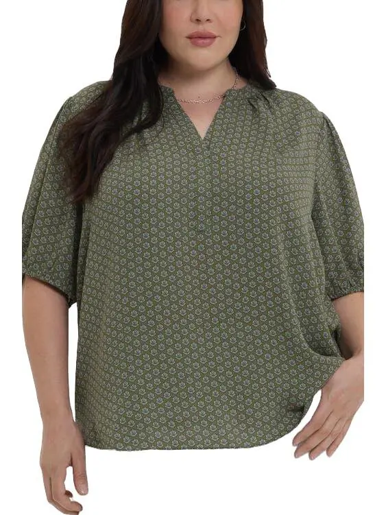 NYDJ Puff Sleeve Popover Top - Esmeralda