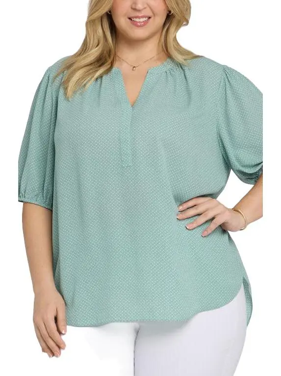 NYDJ Puff Sleeve Popover Top - Valley Of Daisies