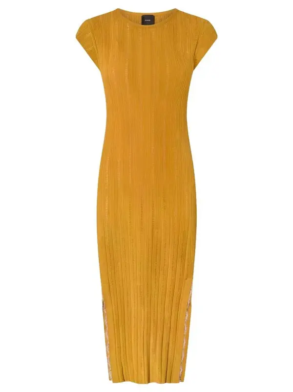 Pinko Ribbed Midi Dress - Yellow