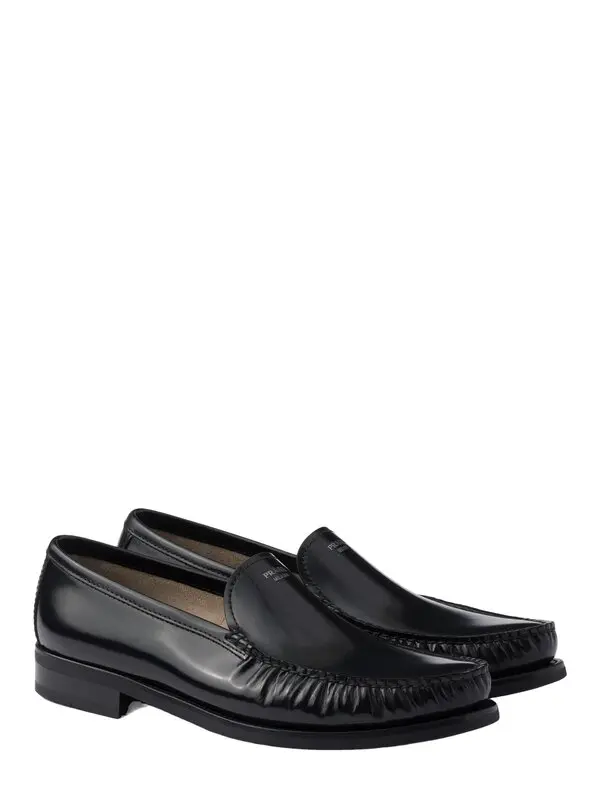 Prada Brushed Leather Loafers - Black