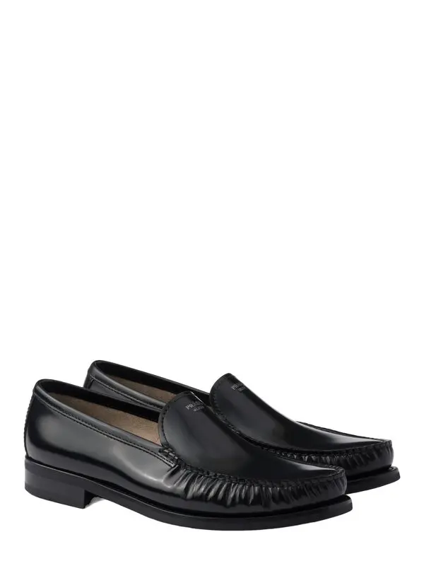 Prada Brushed Leather Loafers - Black