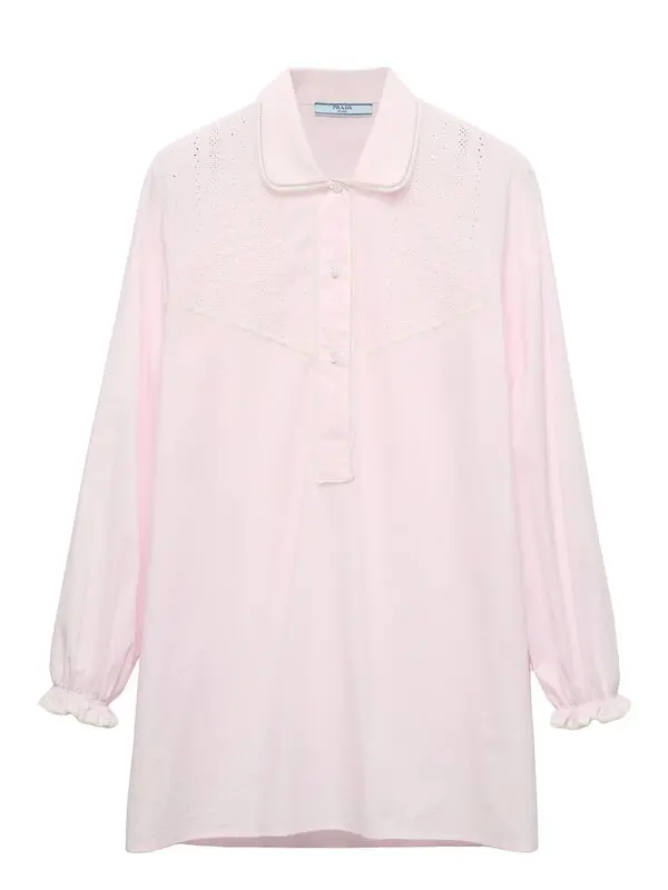 Prada Embroidered Batiste Shirt - Pink