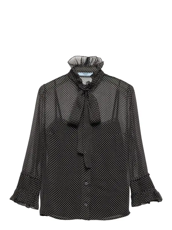 Prada Polka-dot Silk Chiffon Shirt - Black