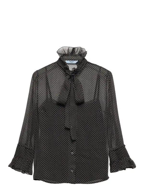 Prada Polka-dot Silk Chiffon Shirt - Black