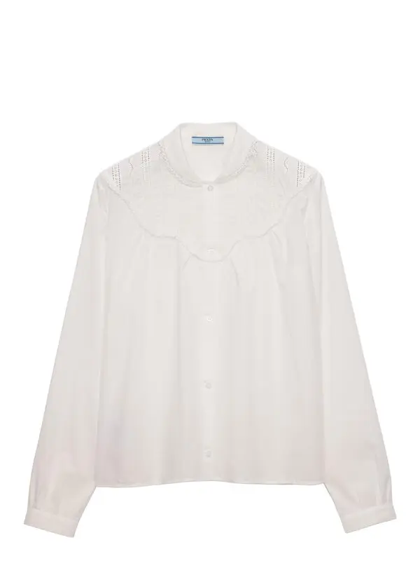 Prada Embroidered Batiste Shirt - White
