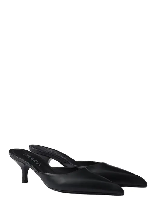 Prada Leather Mules - Black