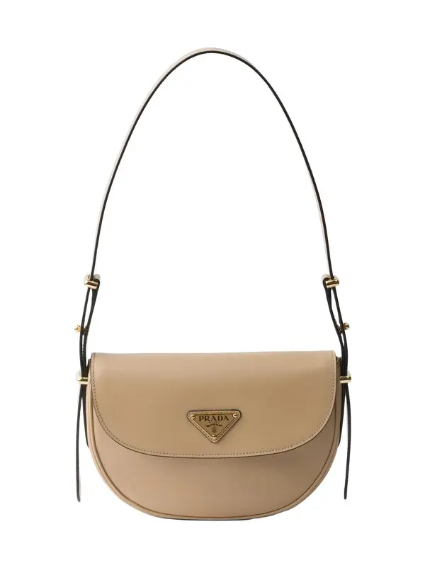 Prada Arqué Leather Shoulder Bag - Neutral