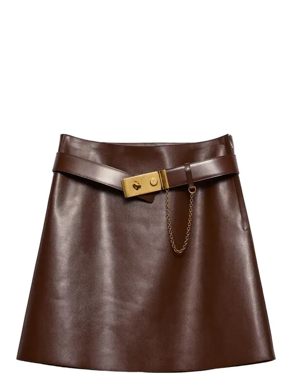Prada Leather Miniskirt - Brown