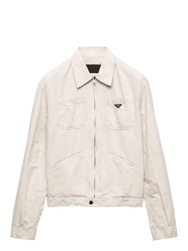 Prada Chambray Blouson Jacket - Natural