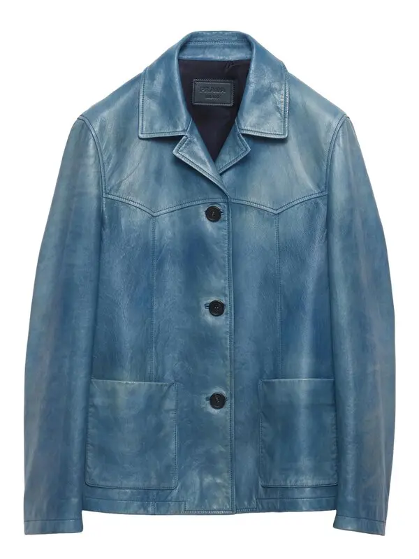Prada Nappa Leather Jacket - Blue