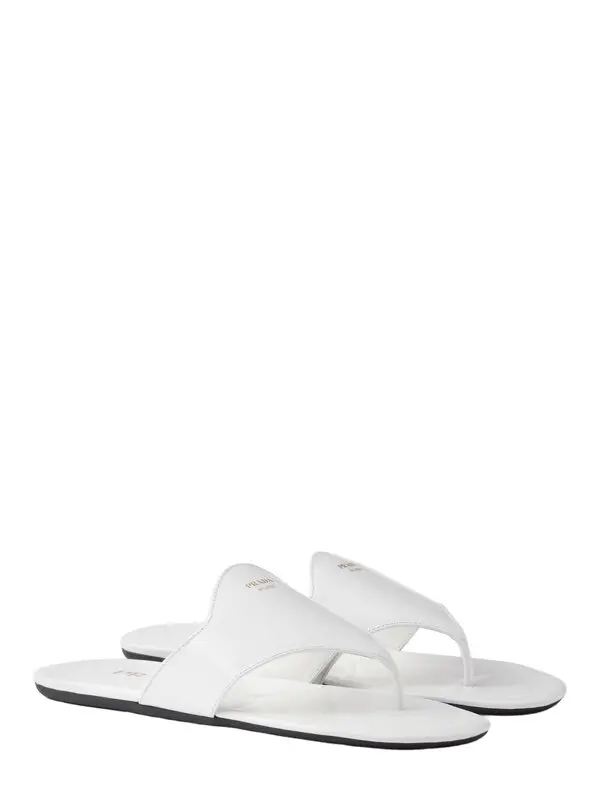 Prada Brushed Leather Thong Sandals - White