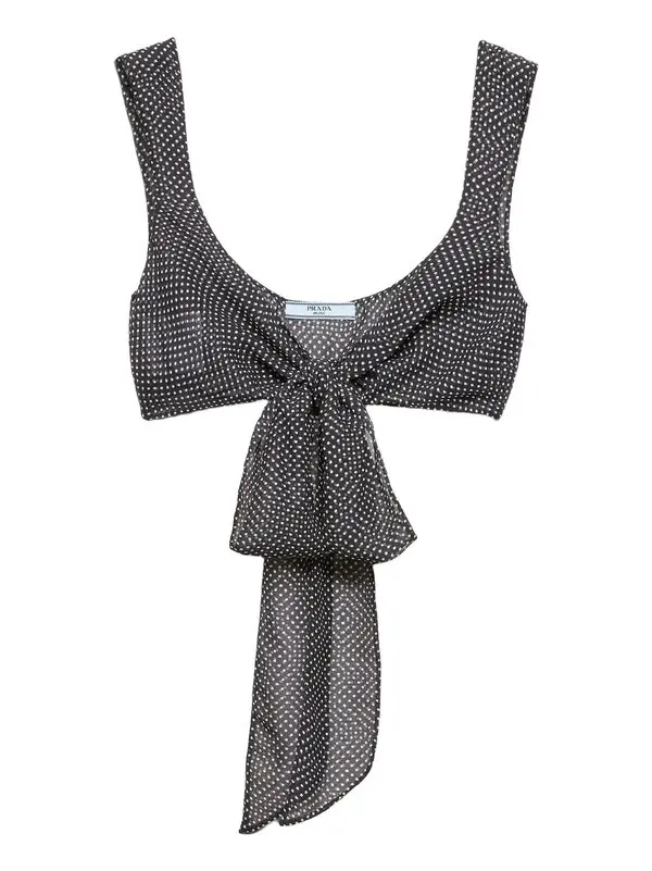 Prada Polka-dot Silk Chiffon Bralette Top - Black