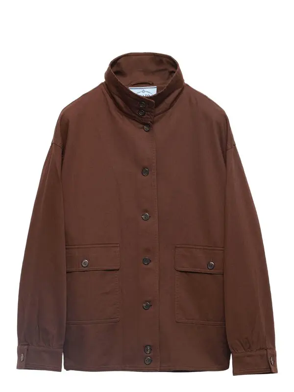 Prada Gabardine Cotton Shirt Jacket - Brown